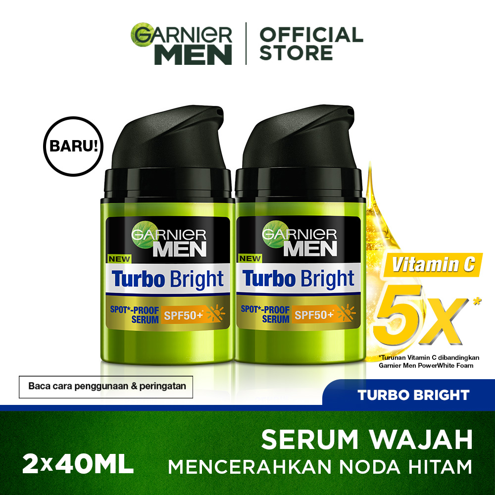 (PAKET HEMAT ISI 2) Garnier Men Turbo Bright Spot-proof Serum SPF50+ 40ml Skincare (Serum Wajah ...
