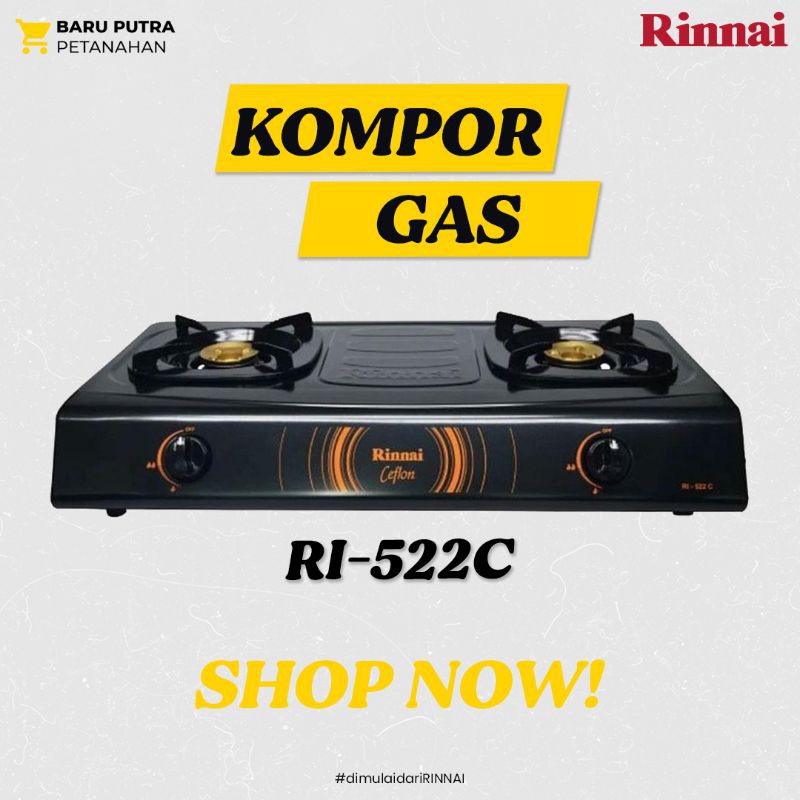 Kompor Gas 2 Tungku Rinnai RI-522C / RI 522C / RI 522 C GARANSI RESMI ...
