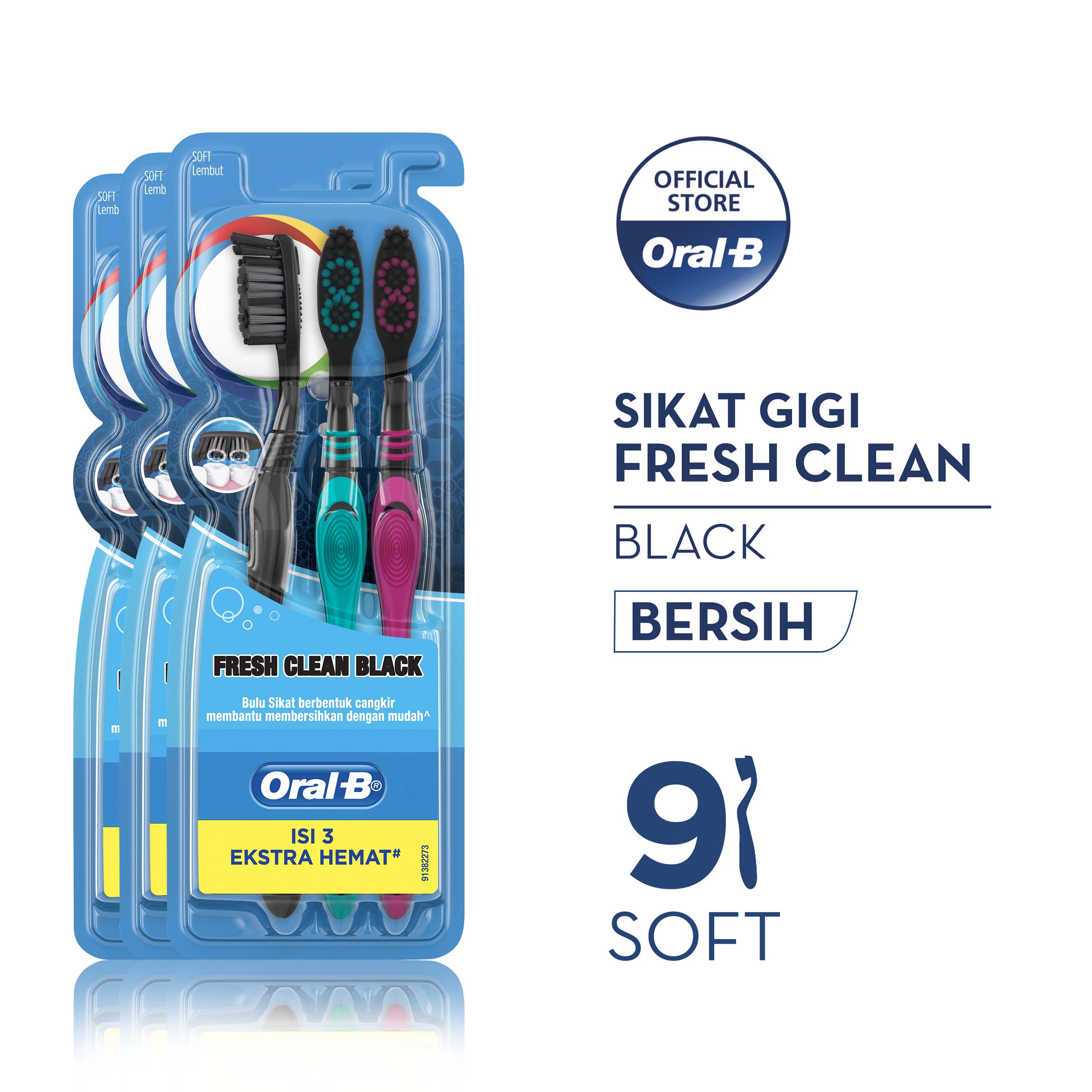 Oral-B Sikat Gigi All Rounder Fresh Clean Black 3s - Paket isi 3 ...