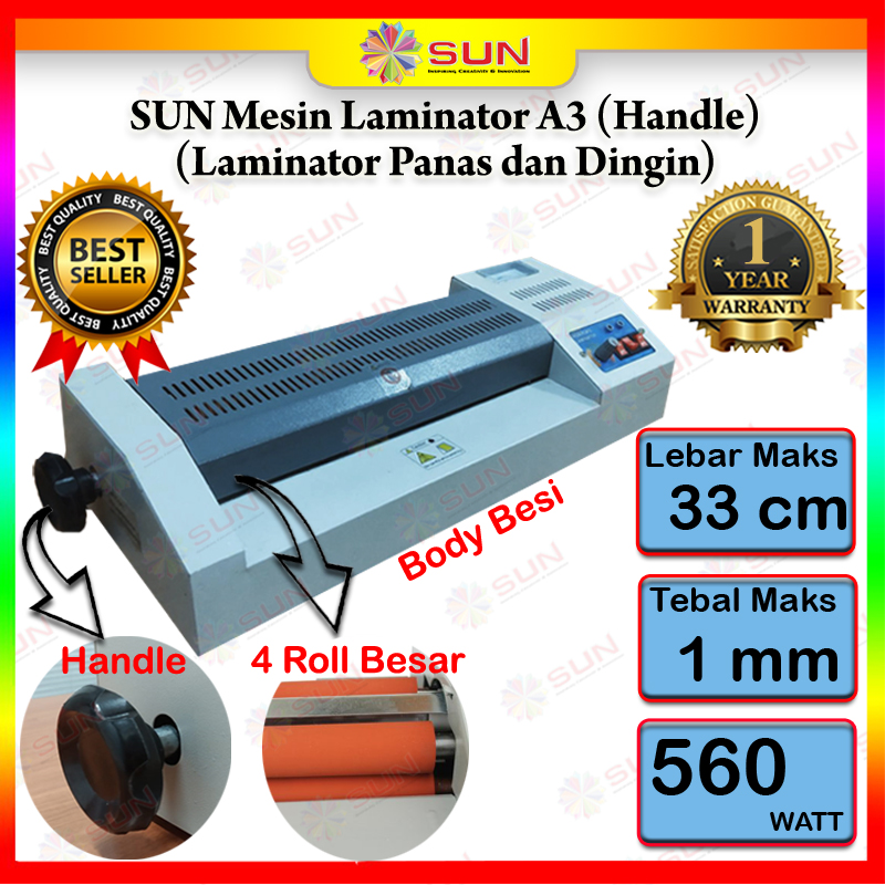 Mesin Laminasi / Mesin Laminating Panas dan Dingin Laminator 33 cm ...