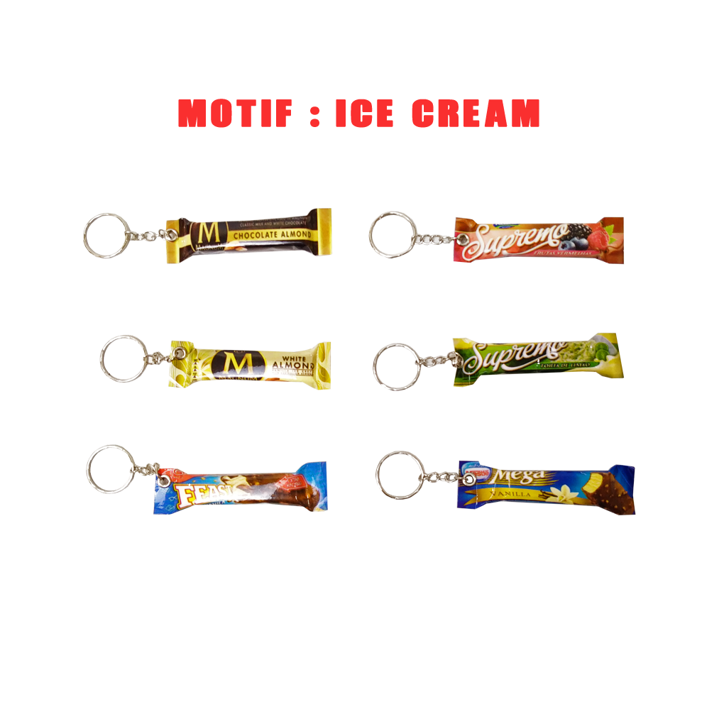 Gantungan Kunci Bentuk Makanan Ganci Ice Cream Keychain Unik Murah ...