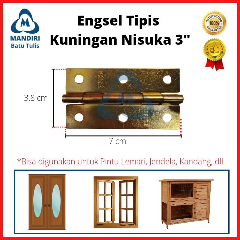 Engsel Plat Tipis 2" 2.5" 3" Kuning - Gold Plate - GP - Engsel Kupu ...