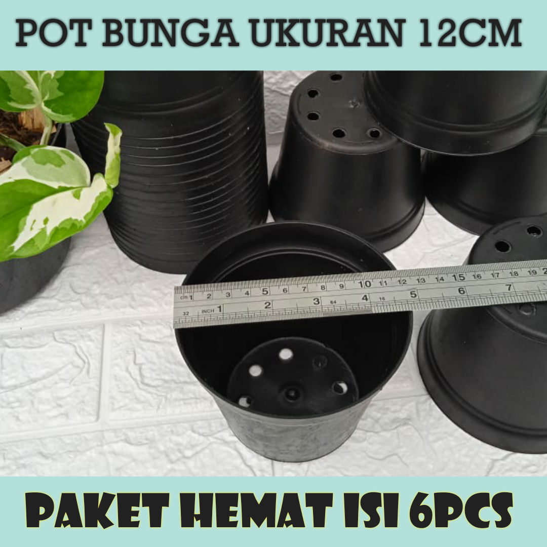 pot bunga ukuran 12 cm paket HEMAT isi 6 pcs pot bunga plastik lusinan ...