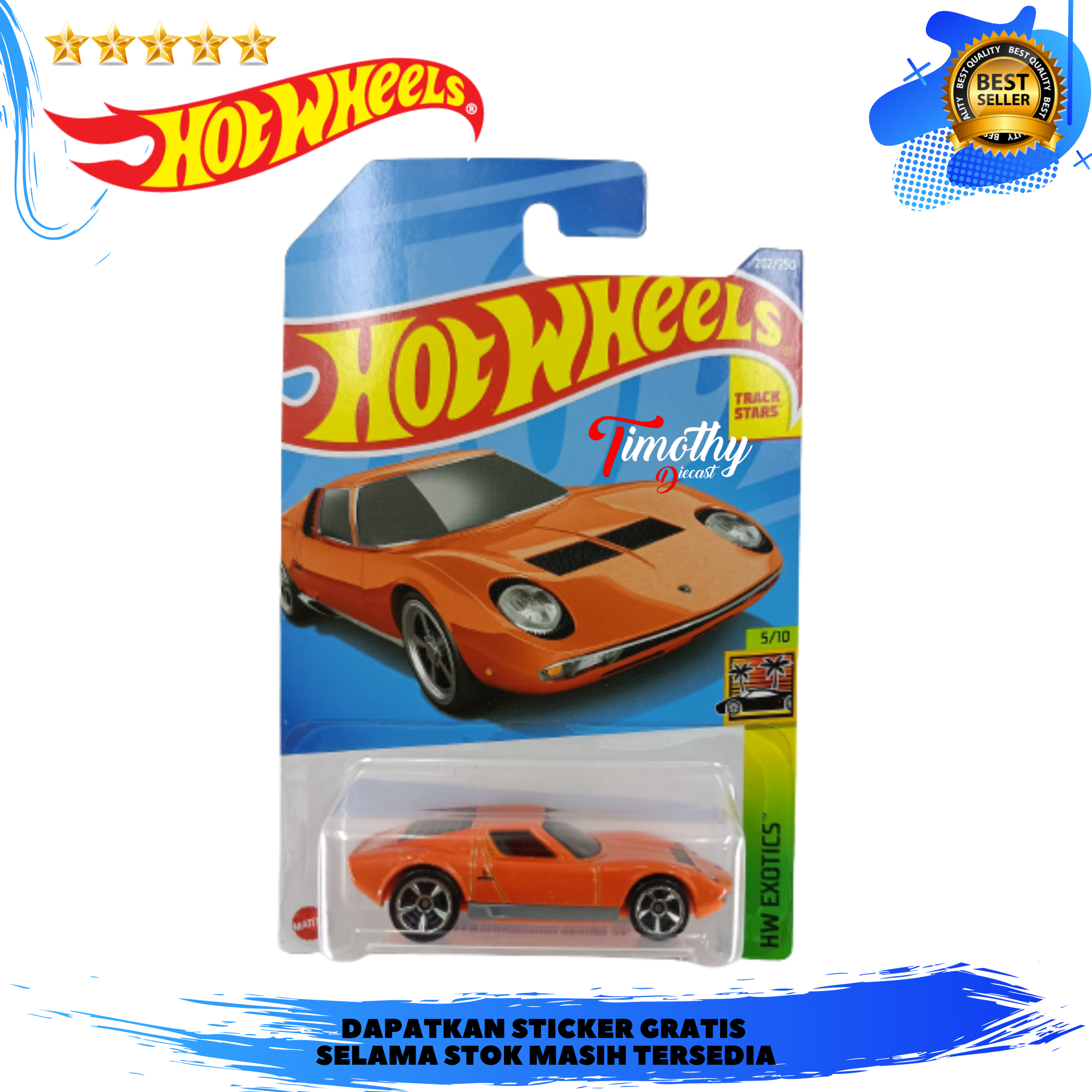 Hot Wheels 71 Lamborghini Miura SV Orange HW Exotic | Lazada Indonesia