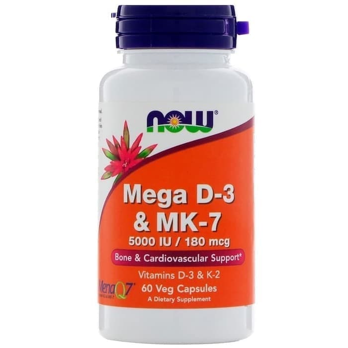 Now Foods Mega D3 MK7 5000 IU 180 Mcg 60 Vcaps Vitamin D3 K2 Mk 7 MK 7 ...