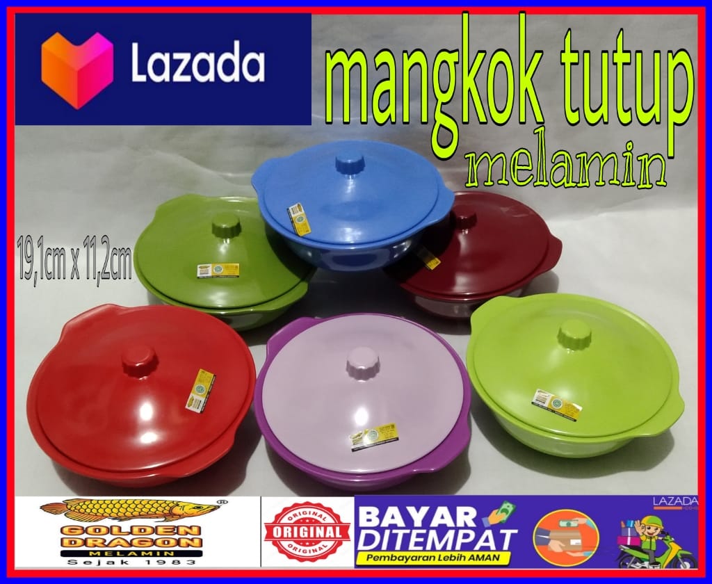 Mangkok Tutup Melamin 7,5 Inch Merek GOLDEN DRAGON/ Mangkok Sop ...