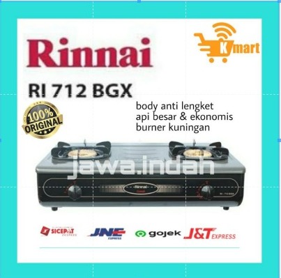 RINNAI kompor gas 2 tungku Api Biru Tornado RI 712BGX - 712 BGX ...