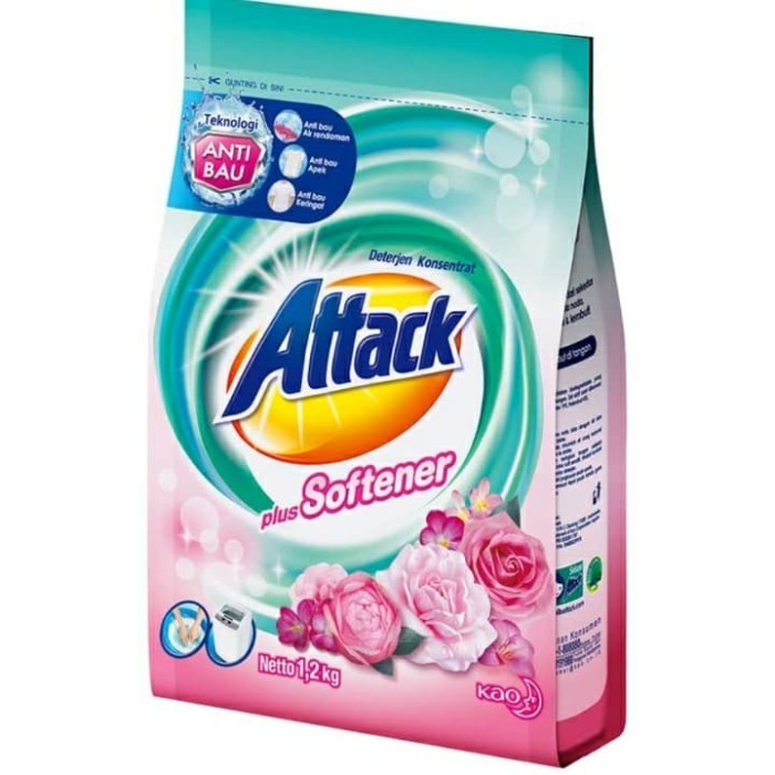 Attack Detergent Laundry + Softener Anti Bau 1200 gr Deterjen bubuk ...