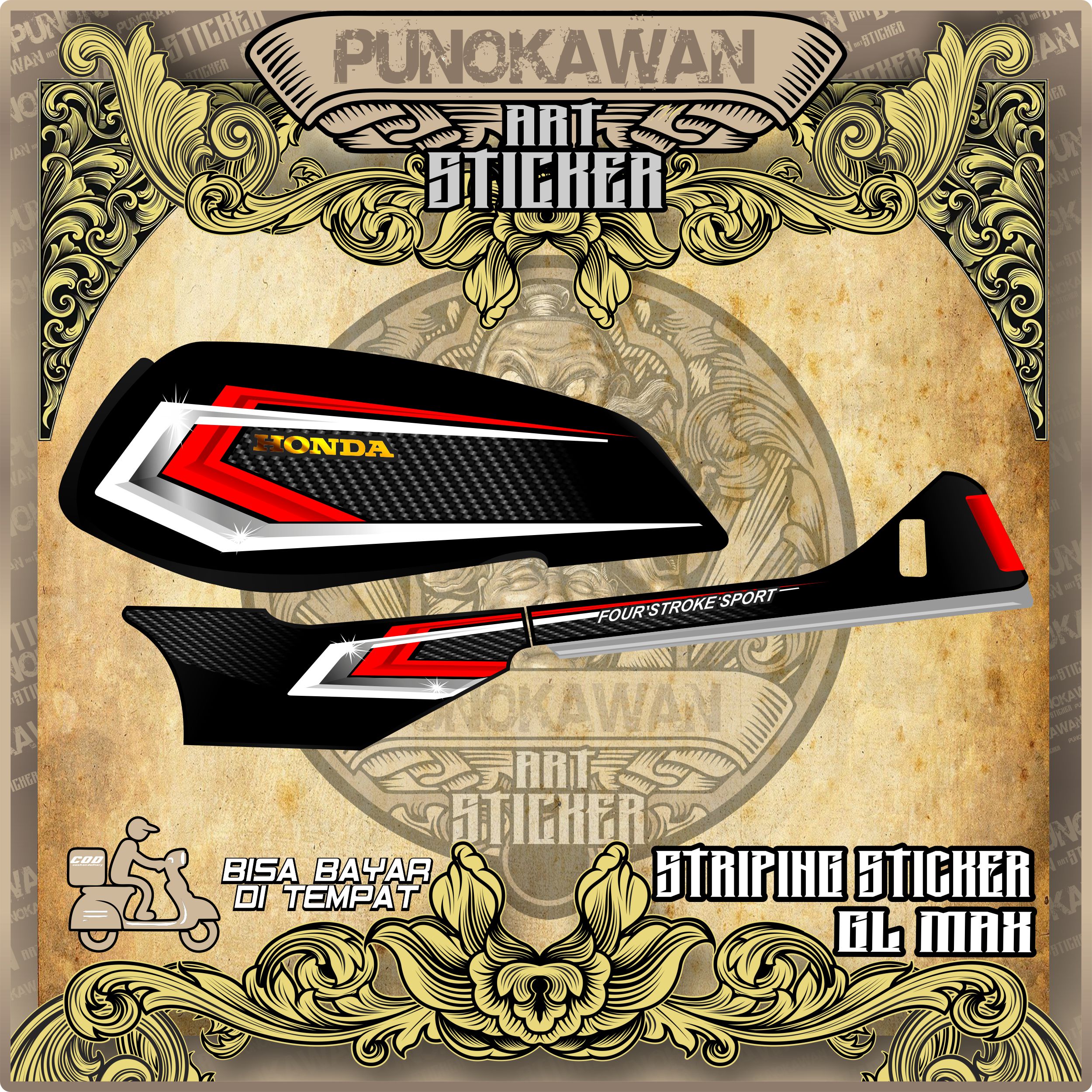 STIKER HONDA GL MAX / GL PRO STRIPING VARIASI STICKER MOTOR CUSTOM 08 ...
