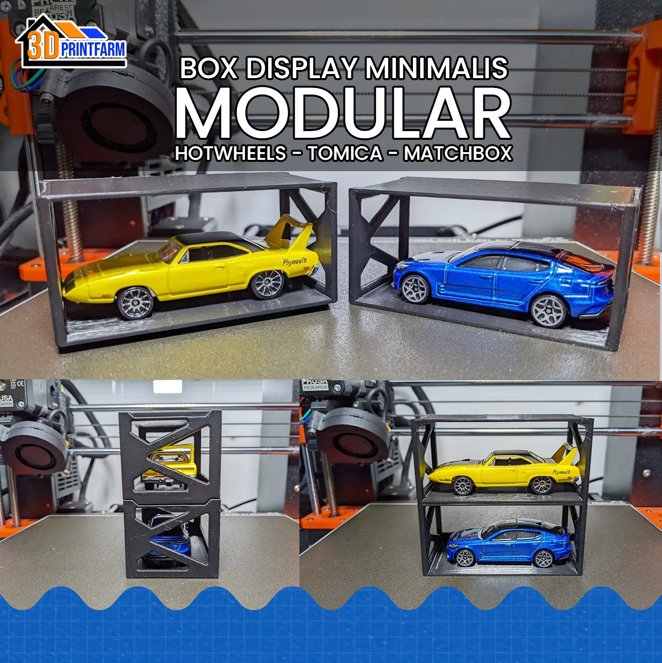 Box Rak Display Simple Modular Hotwheels Tomica Matchbox 1:64 3D ...