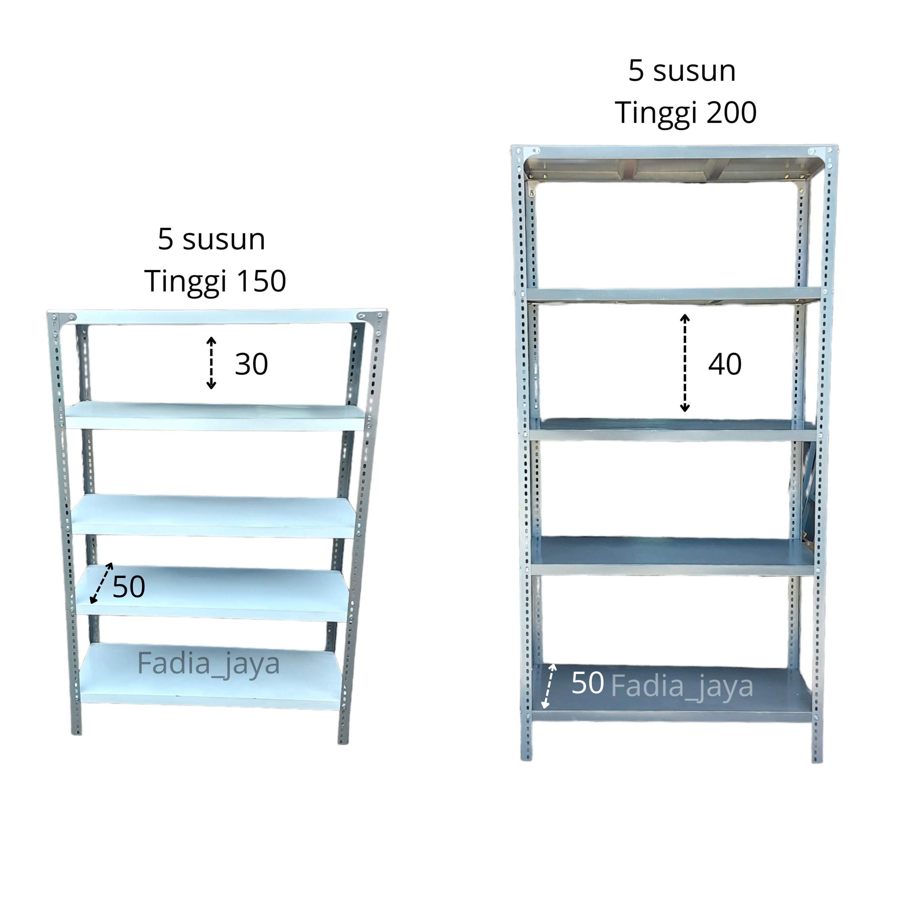 Rak Besi Susun Serbaguna 5 Tingkat 100x50x200 Rak Besi Siku Lubang 5 ...