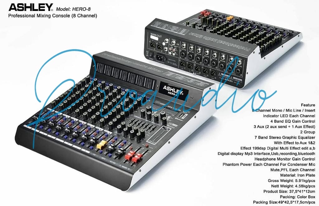 MIXER ASHLEY HERO-8 HERO8 HERO 8 / 8 CHANNEL ORIGINAL ASHLEY | Lazada ...