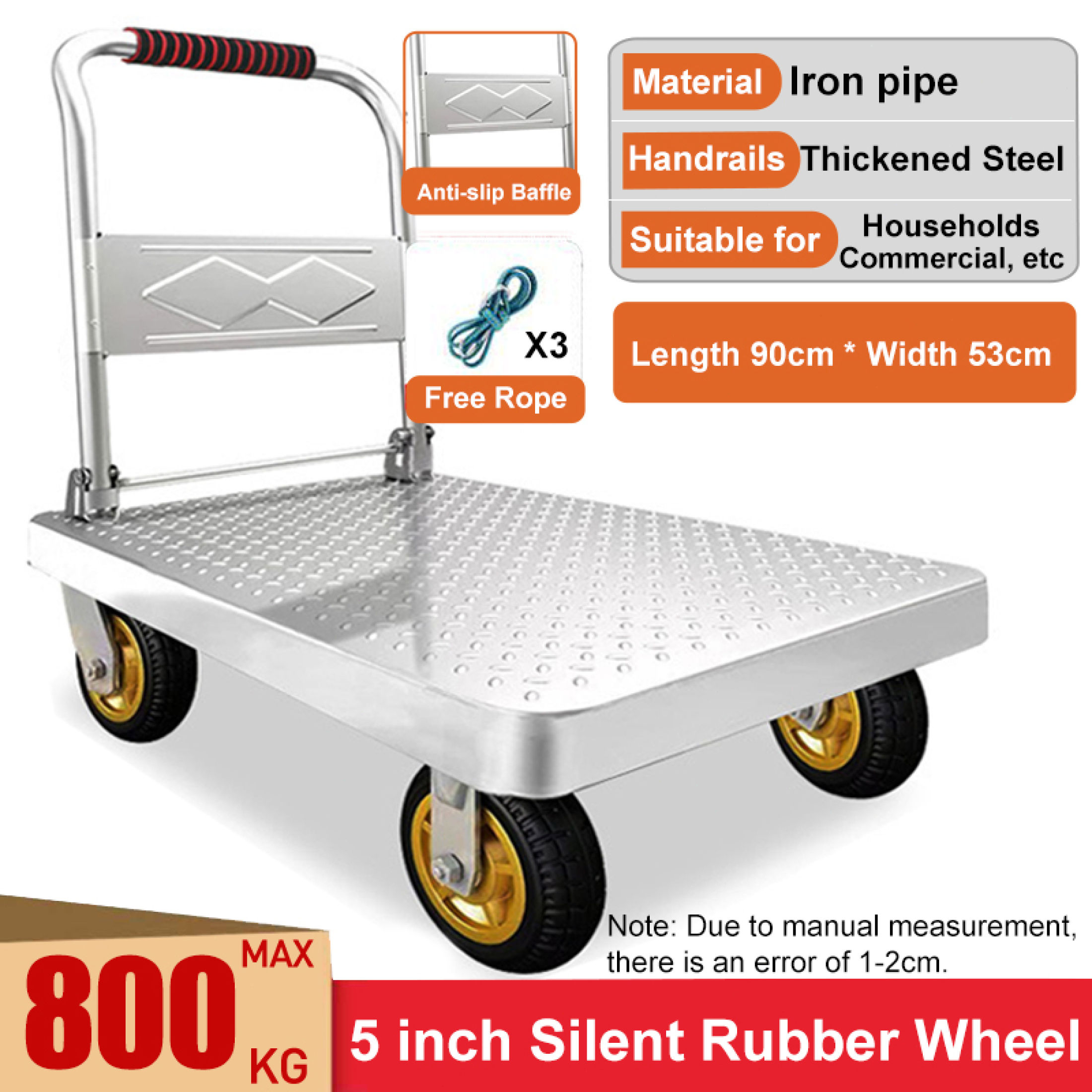 REAIM Hand Truck Trolley barang Troli Lipat Bisa bertahan berat 500KG ...