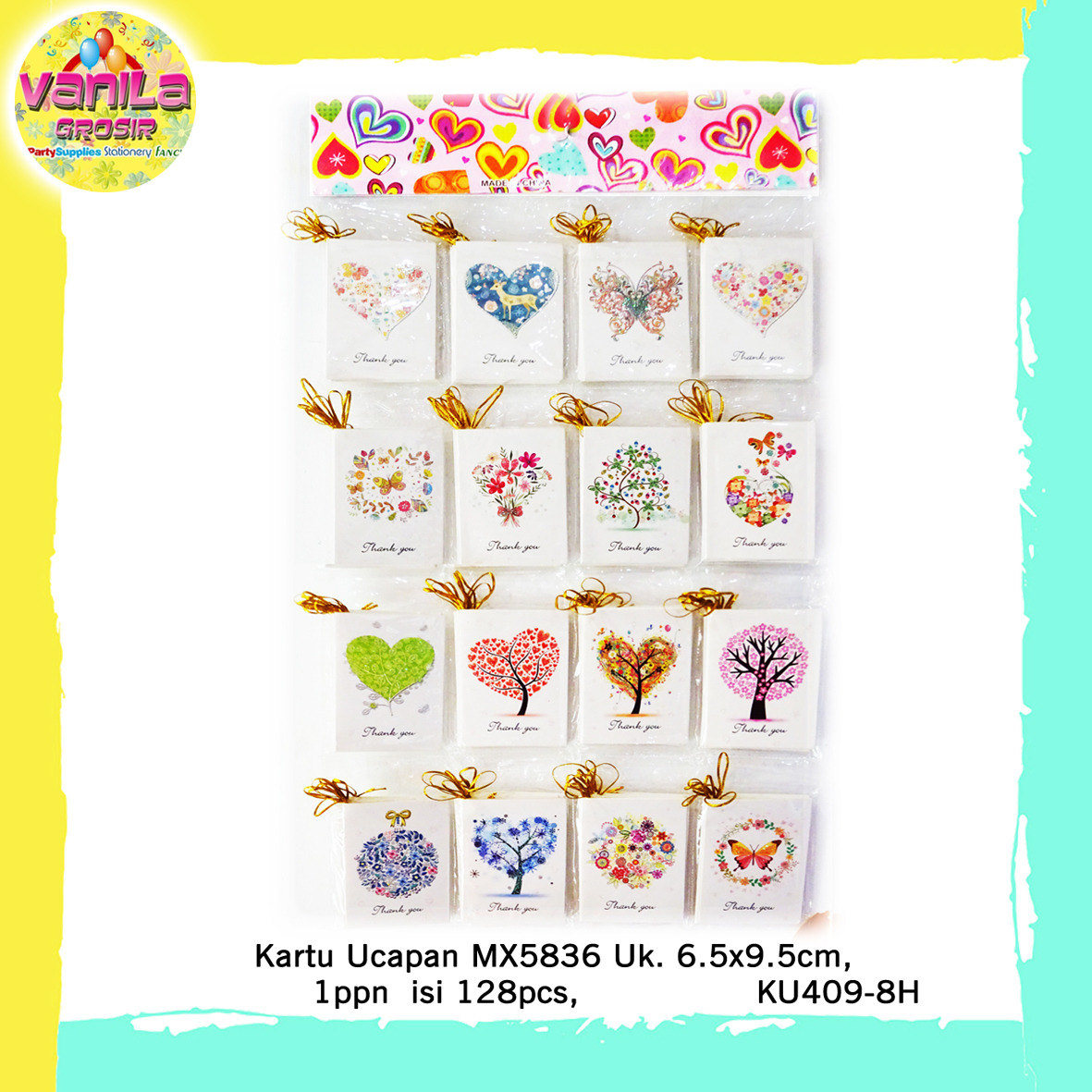 (1Papan Isi 128pcs) Kartu Ucapan Tree Love, kartu ucapan ulangtahun ...