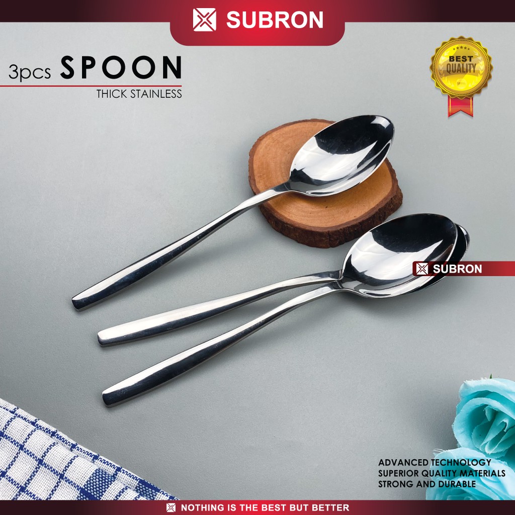 SUBRON 3pcs Sendok Garpu Tebal Makan Besar Hotel Restoran Stainless ...