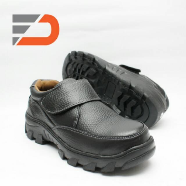 Spartan - sepatu safety boots pendek pria model velcro kulit sapi Asli ...