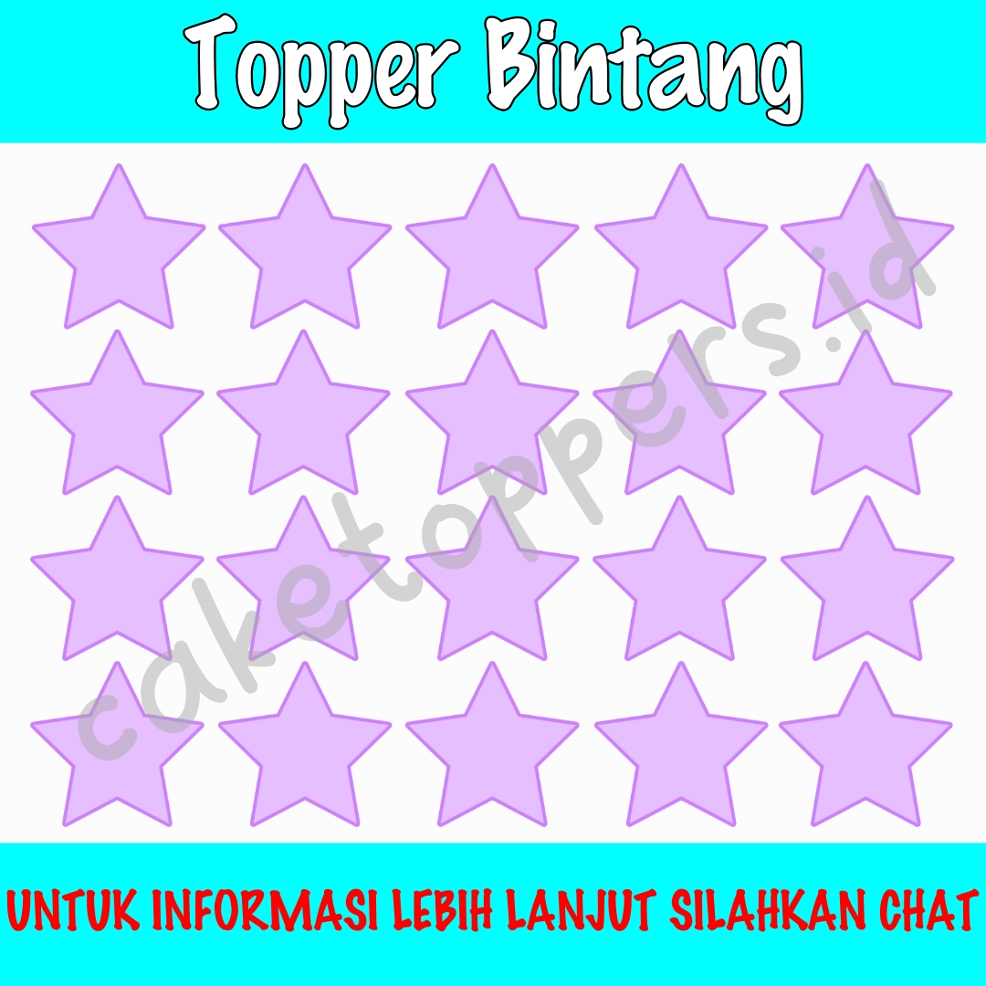 cake topper bintang/topper bintang/cupcake topper (1 set isi 20pcs ...