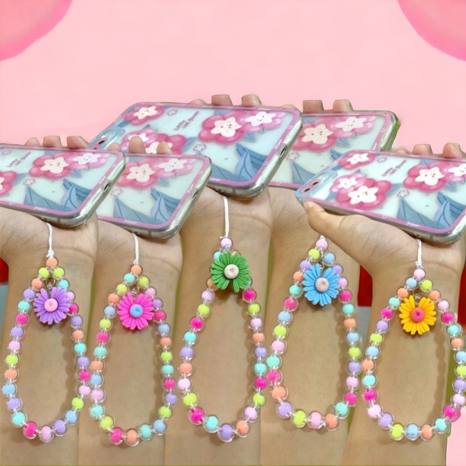 Tali hp pendek manik manik aesthetic seri bunga daisy lanyard hp ...