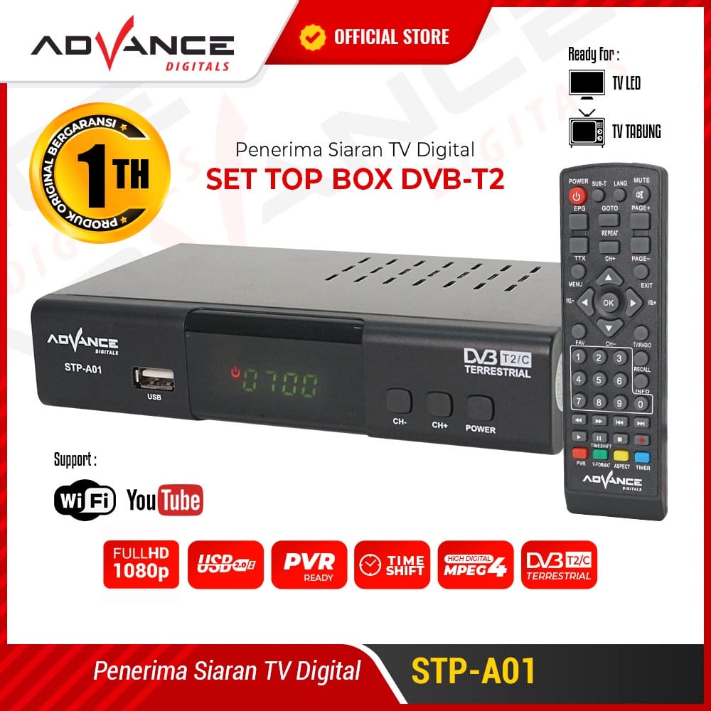 Set Top Box TV Digital Advance Receiver Penerima Siaran Full HD/ STB ...