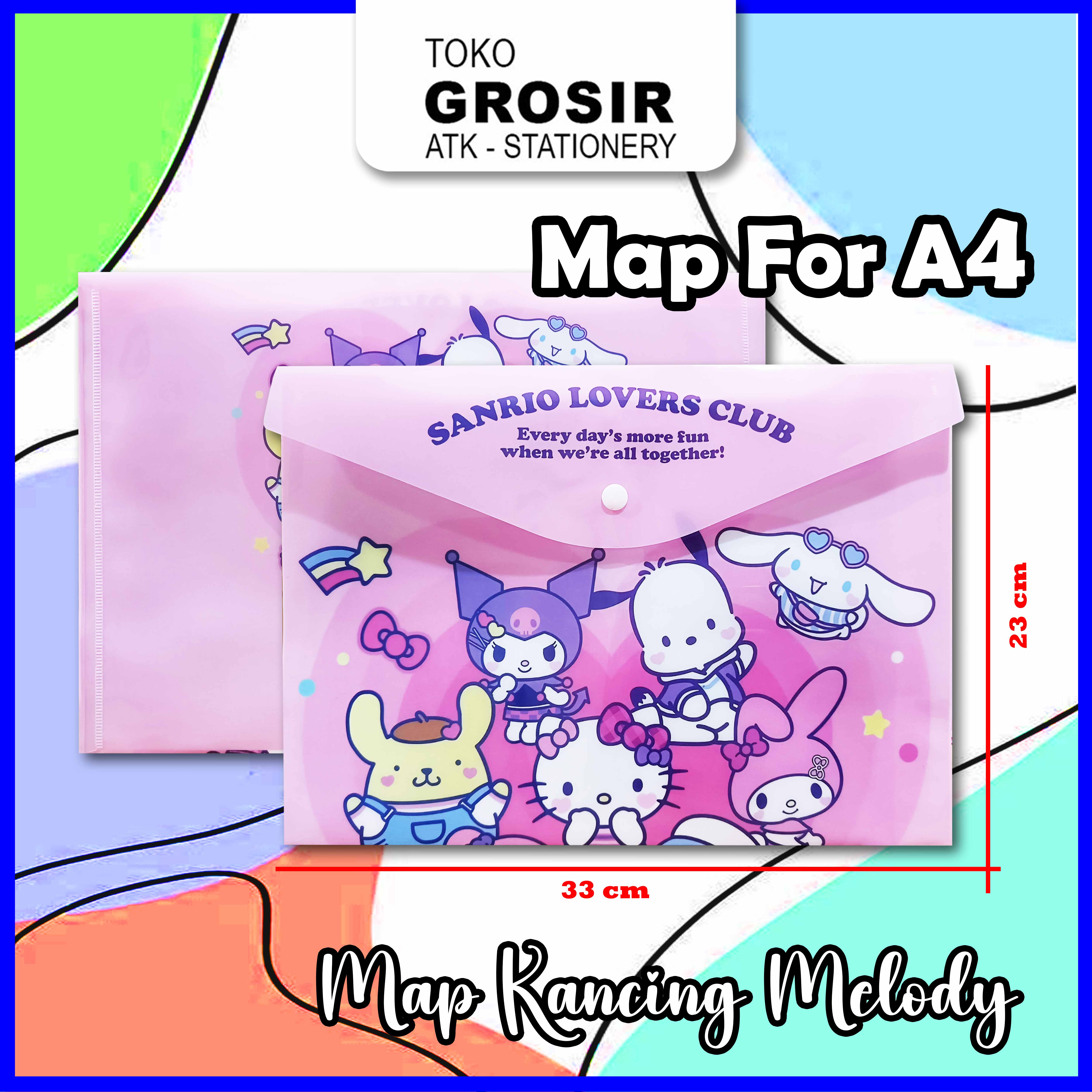 POCKET FILE SANRIO WARNA / MAP A4 DOKUMEN SURAT SURAT MOTIF SANRIO WARNA Folder Bag A4 Map ...