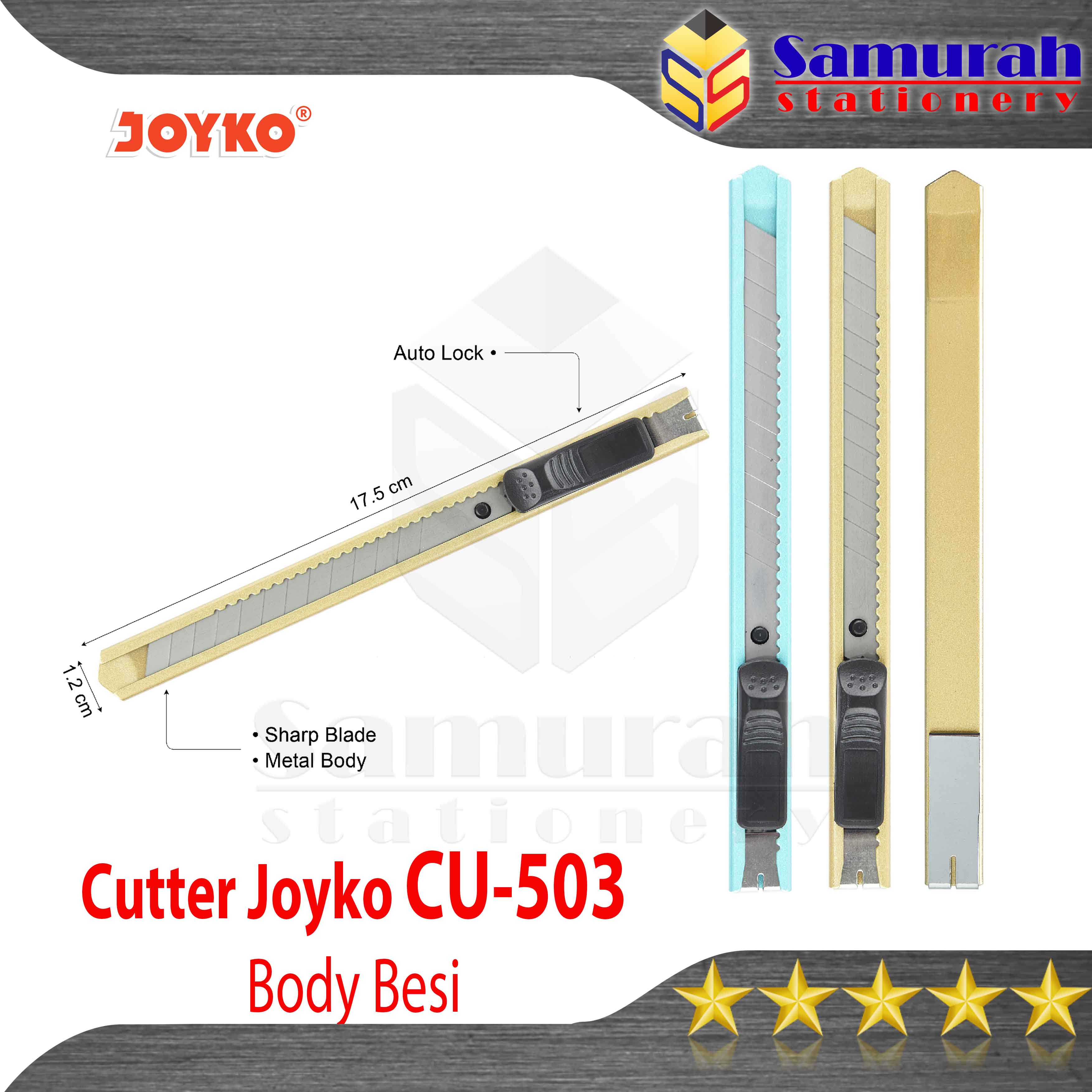 Cutter Kecil Joyko CU-503 / Cuter Potong Kertas Body Besi / Metal CU 503 | Lazada Indonesia