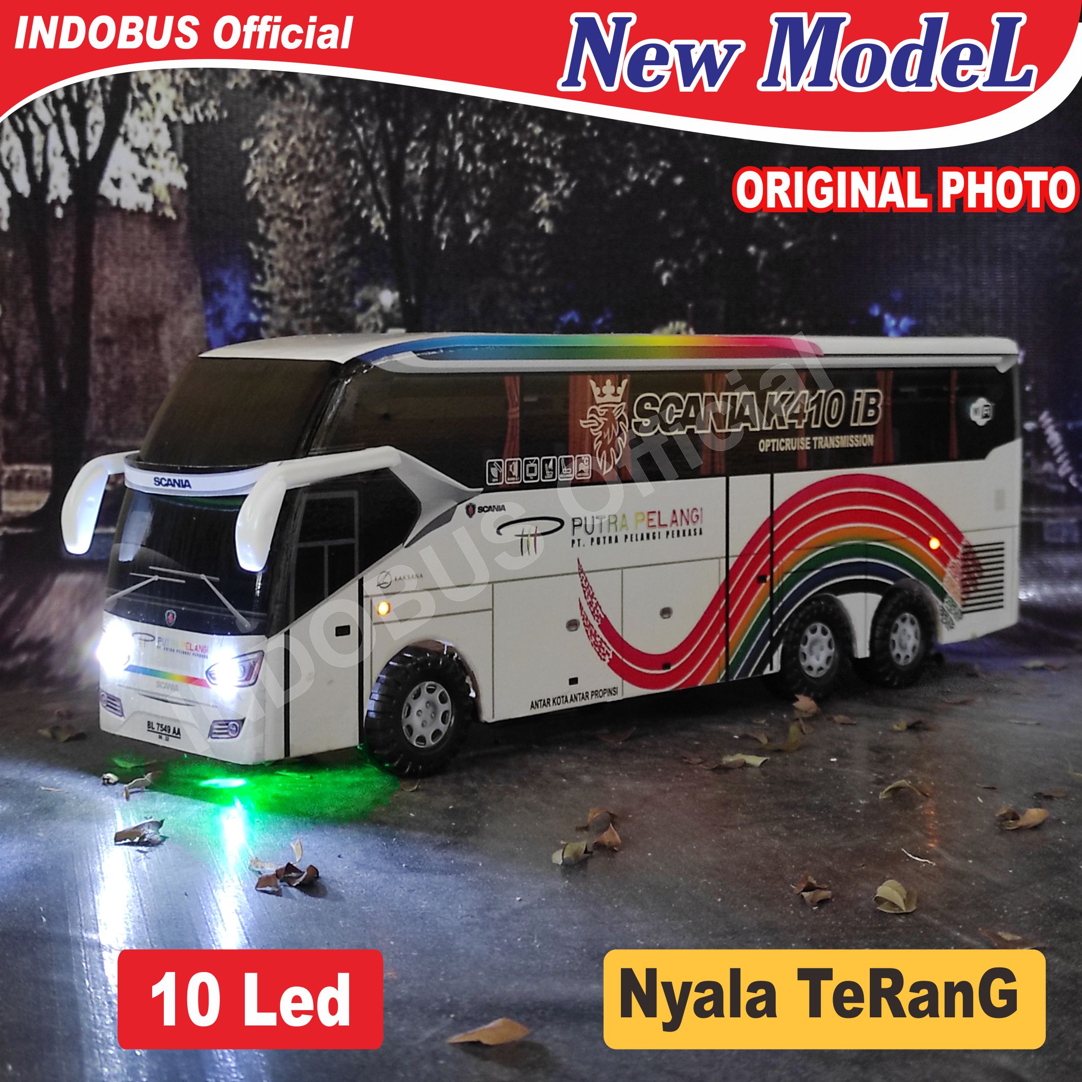 Indobus Miniatur Bus Putra Pelangi Double Decker Lampu | Lazada Indonesia