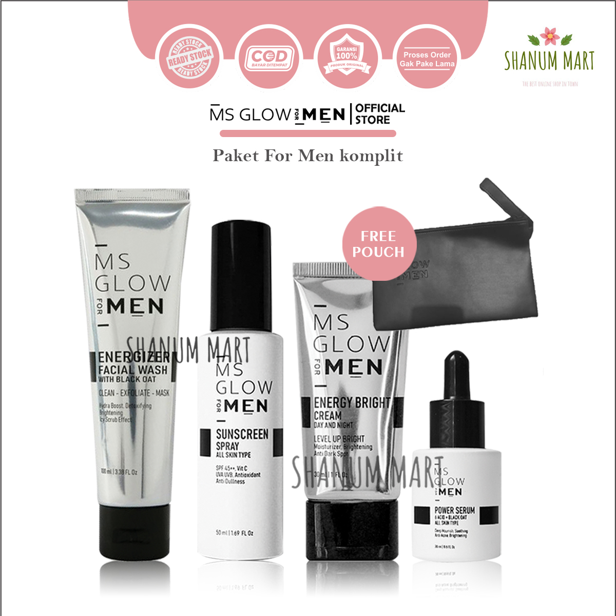 MS GLOW For Men 4 in 1 Komplit - MS GLOW MAN Paket Perawatan Wajah Pria ...