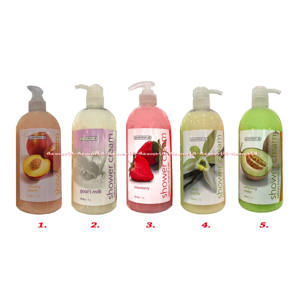 Guardian Shower Cream 1L Sabun Mandi Cair Goat's Milk Peacj Strawberry ...