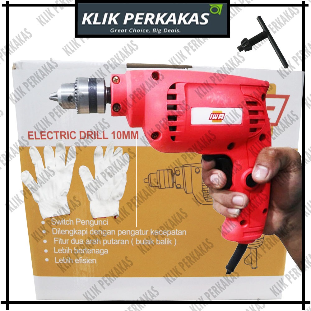 IWA SH-30 Mesin Bor Tangan 10mm Putaran Bisa Bolak Balik Bisa Buat Bor ...