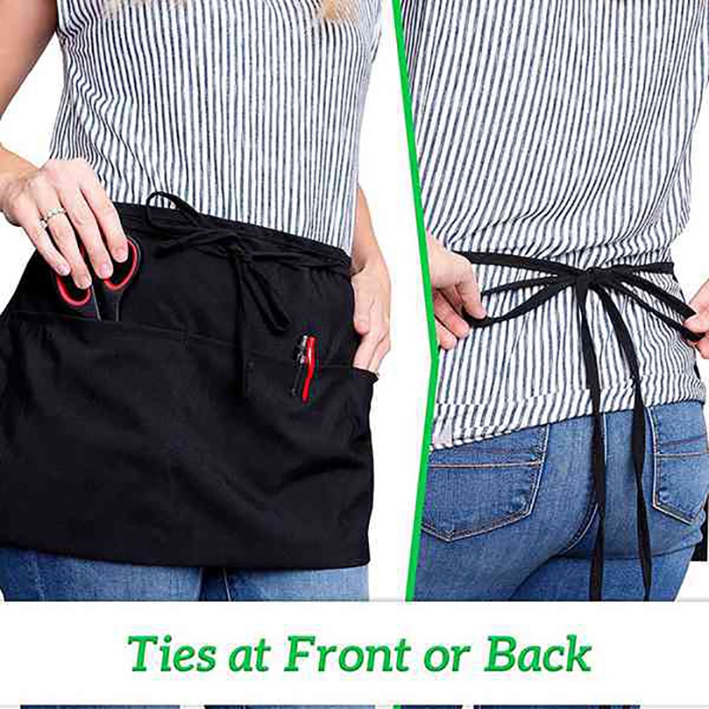 3 Pack 3 Pockets Cotton Waitress Waist Apron, Server Waist Aprons ...