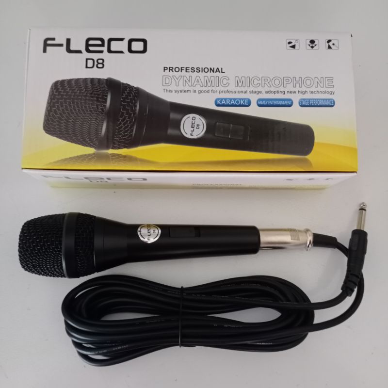 Mic Kabel Dynamic FLECO D8 Mic Karaoke Dynamic Colokan Besar Suara ...