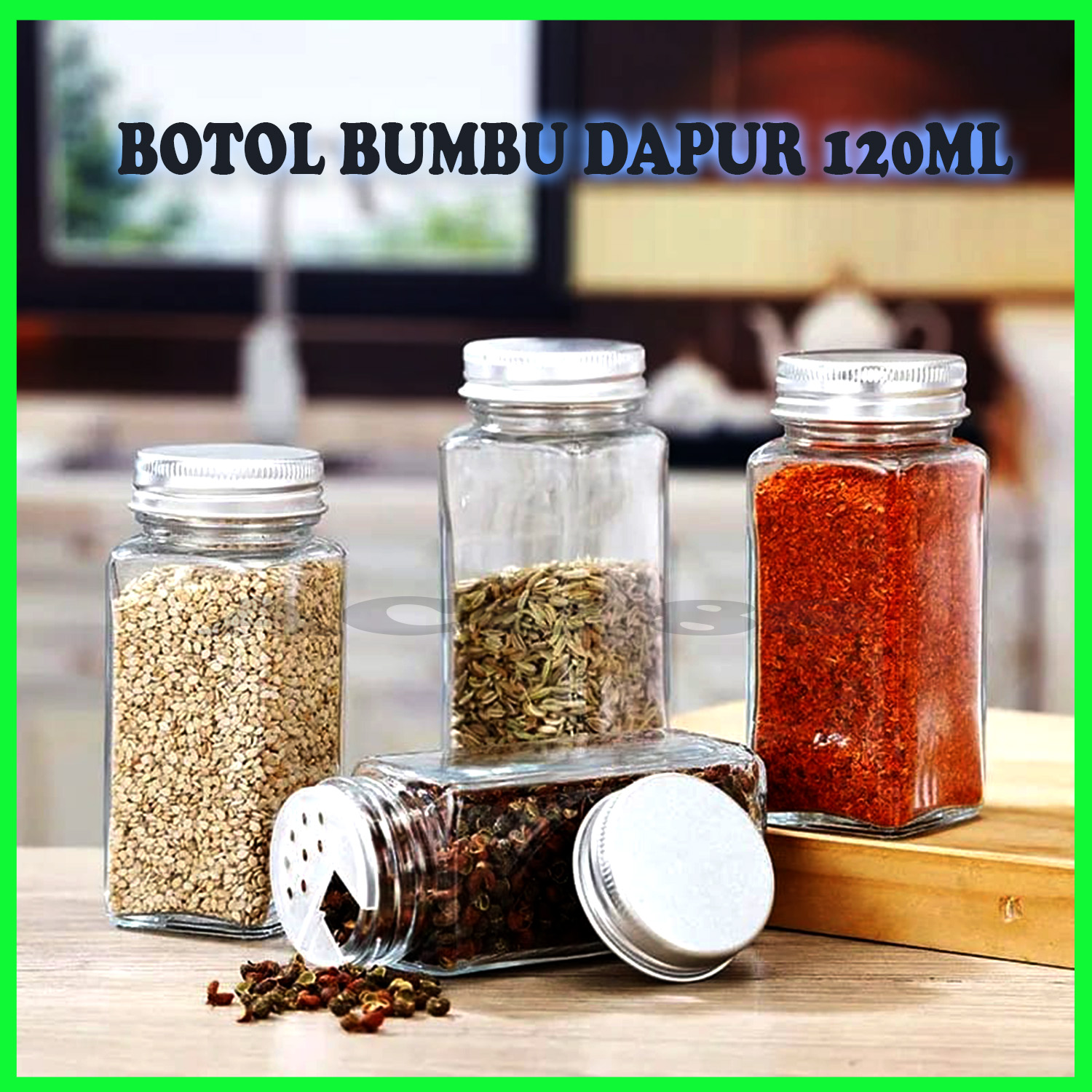 BOTOL BUMBU KACA TABUR / BOTOL BUMBU PERSEGI WADAH KACA BOTOL / TEMPAT ...