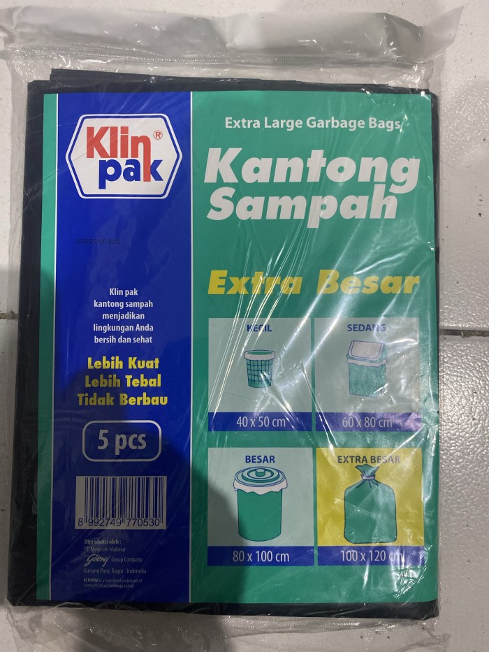 Klin Pak Kantong Plastik Sampah Extra Besar 1 Pak (5) Ukuran 100x120cm ...