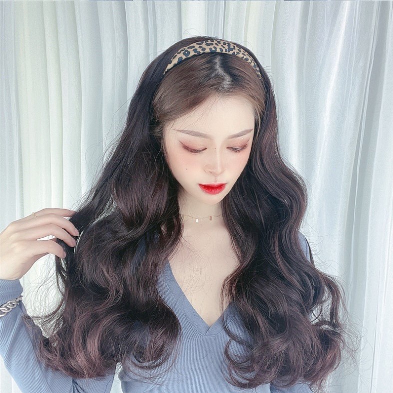Wig Bando Motif Leopard Rambut Panjang Bergelombang Long Curly Hair ...