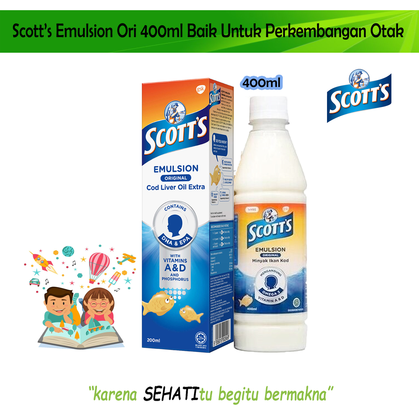 Scott Emulsion Original Suplemen Kescerdasan Otak Dan Pertumbuhan Anak ...
