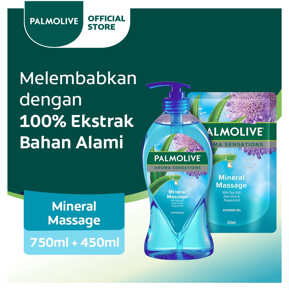 Palmolive Sabun Mandi Mineral Massage 750ml + Refill 450ml x2 | Lazada ...