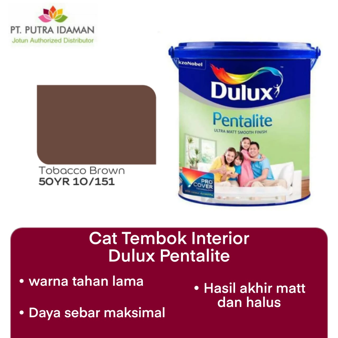 Cat Interior Premium Dulux Pentalite - 50YR 10/151 Tobacco Brown ...