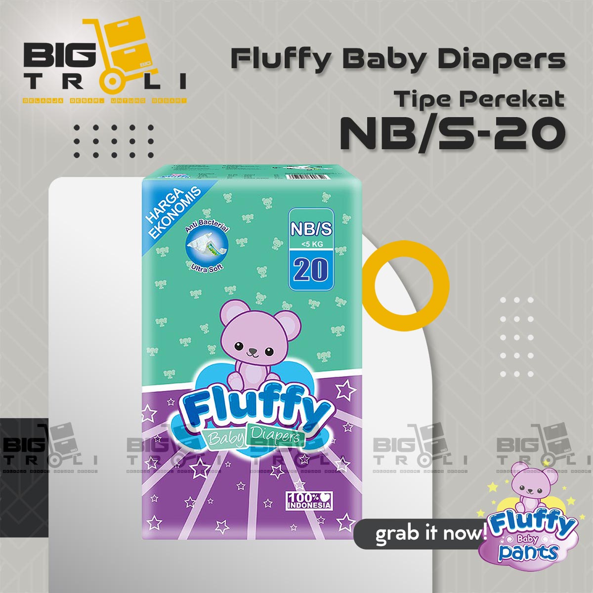 Fluffy Baby Diapers | Popok Perekat Ekonomis NB/S20 | M18 | L16 ...