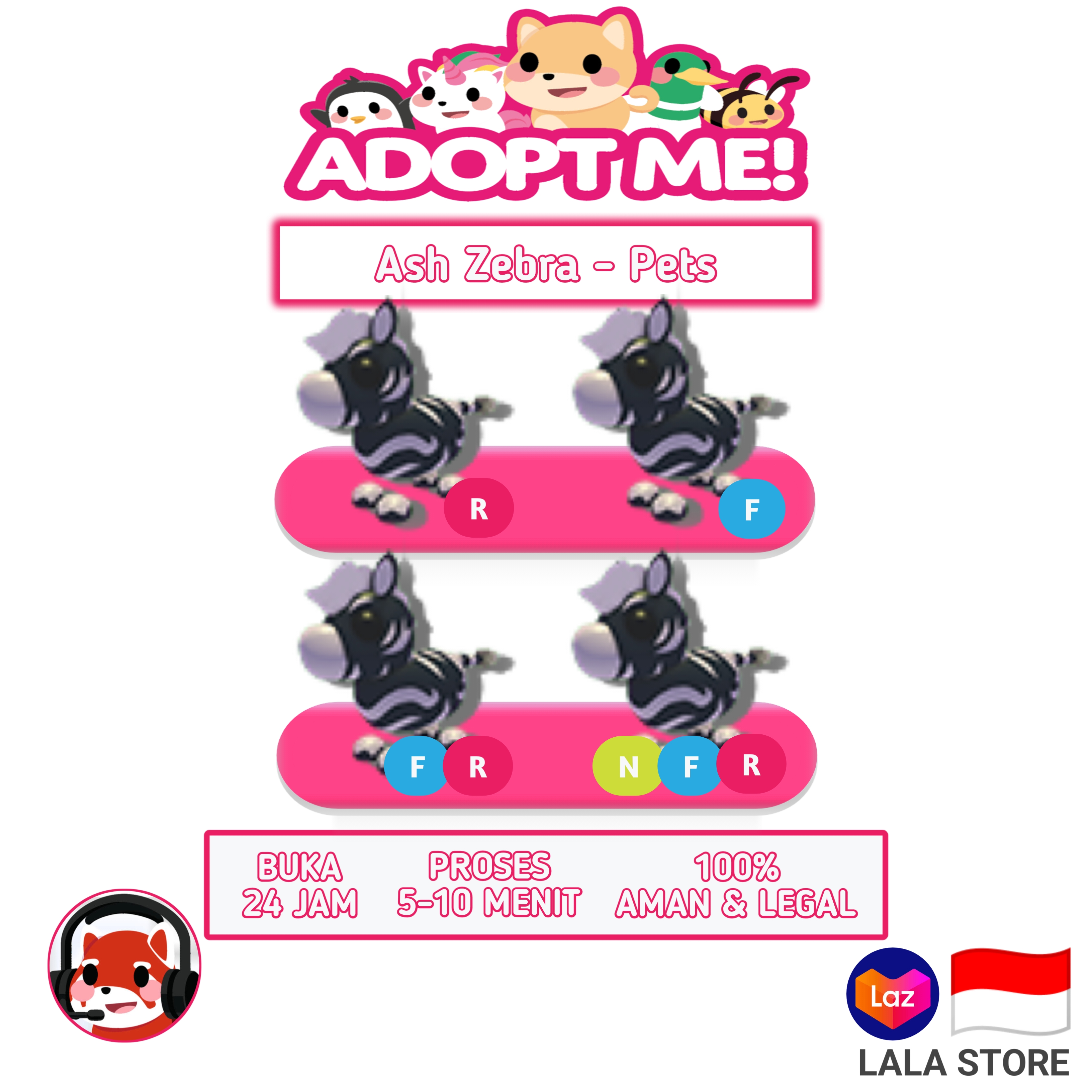 Adopt Me - Ash Zebra - Roblox | Lazada Indonesia
