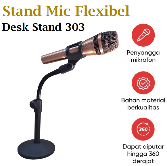 Stand Mic New Series 303 Desk Stand Microphone Bahan Besi Bagus Kokoh ...