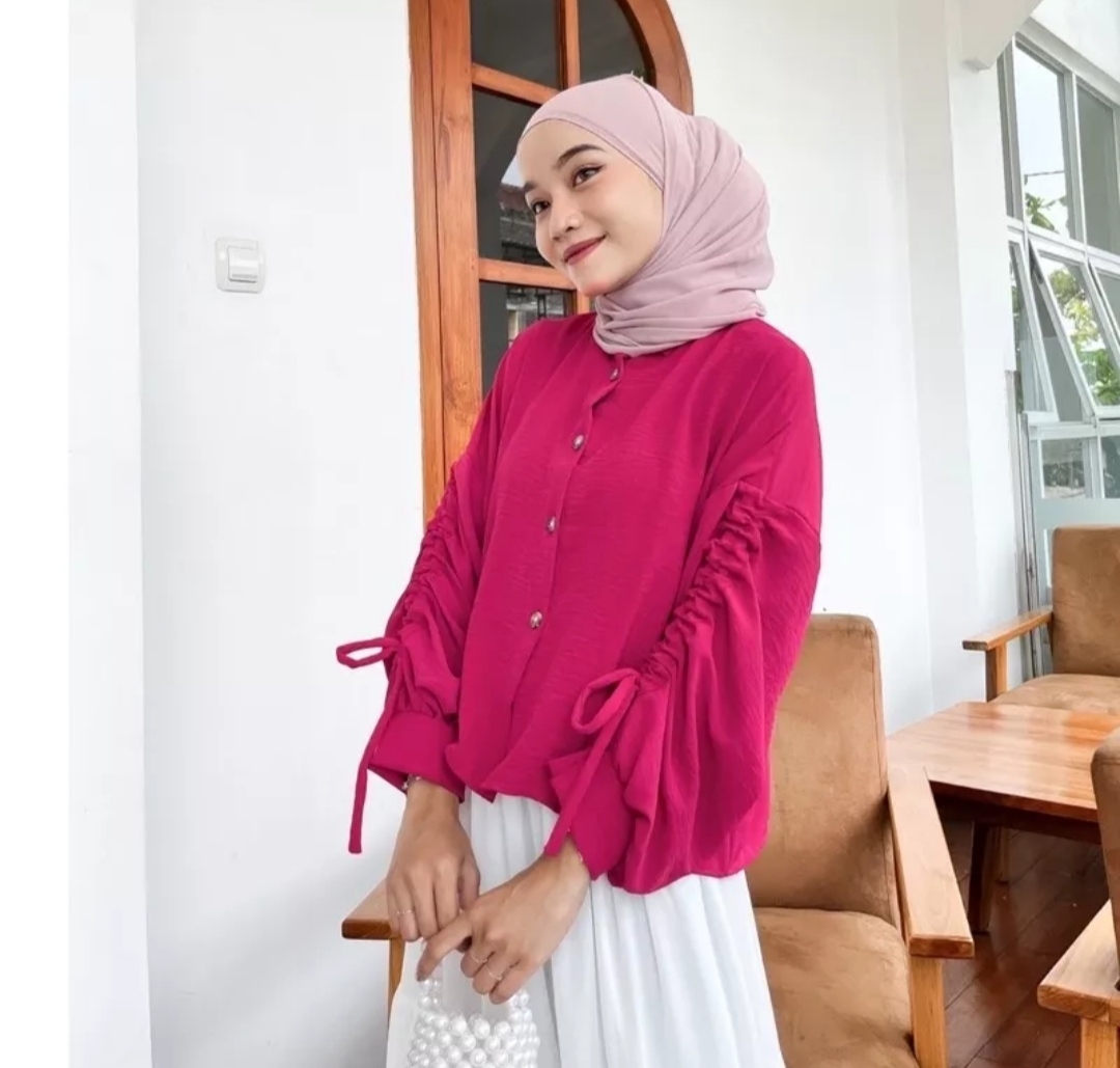 New blouse serut/atasan wanita/baju wanita/blouse variasi tangan serut ...