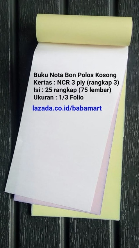 NOTA BON NCR POLOS KOSONG 3 RANGKAP 3 PLY 1/3 FOLIO PUTIH MERAH KUNING ...