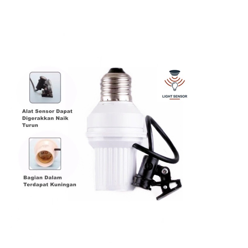 Fitting Lampu Sensor Cahaya Otomatis Nyala Gelap Mati Sensor Lampu ...