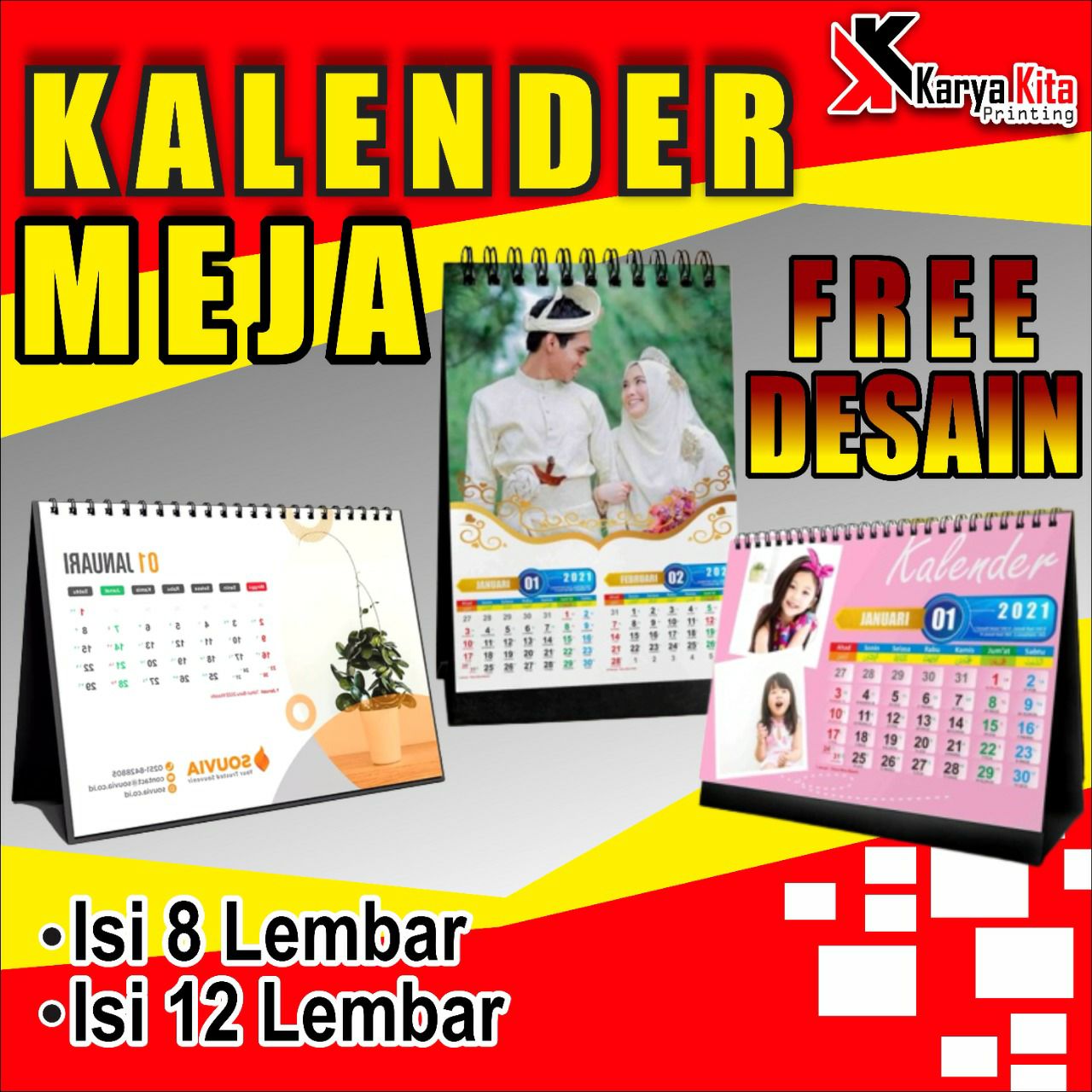 Kalender duduk 2023 costum gratis desain bisa pakai foto / Kalender ...