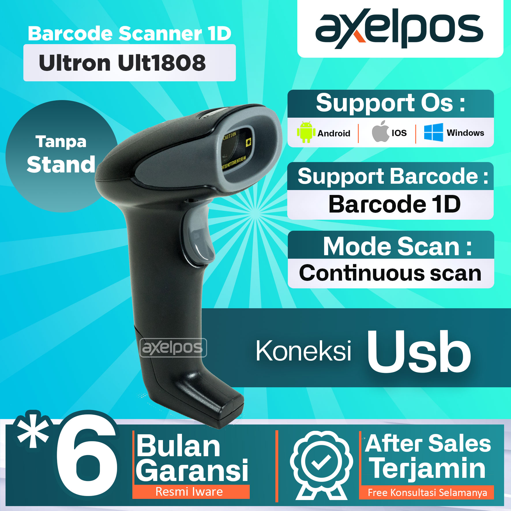 Barcode Scanner USB - Bluetooth - Wireless 1D / 2D Continous Scan Iware ...