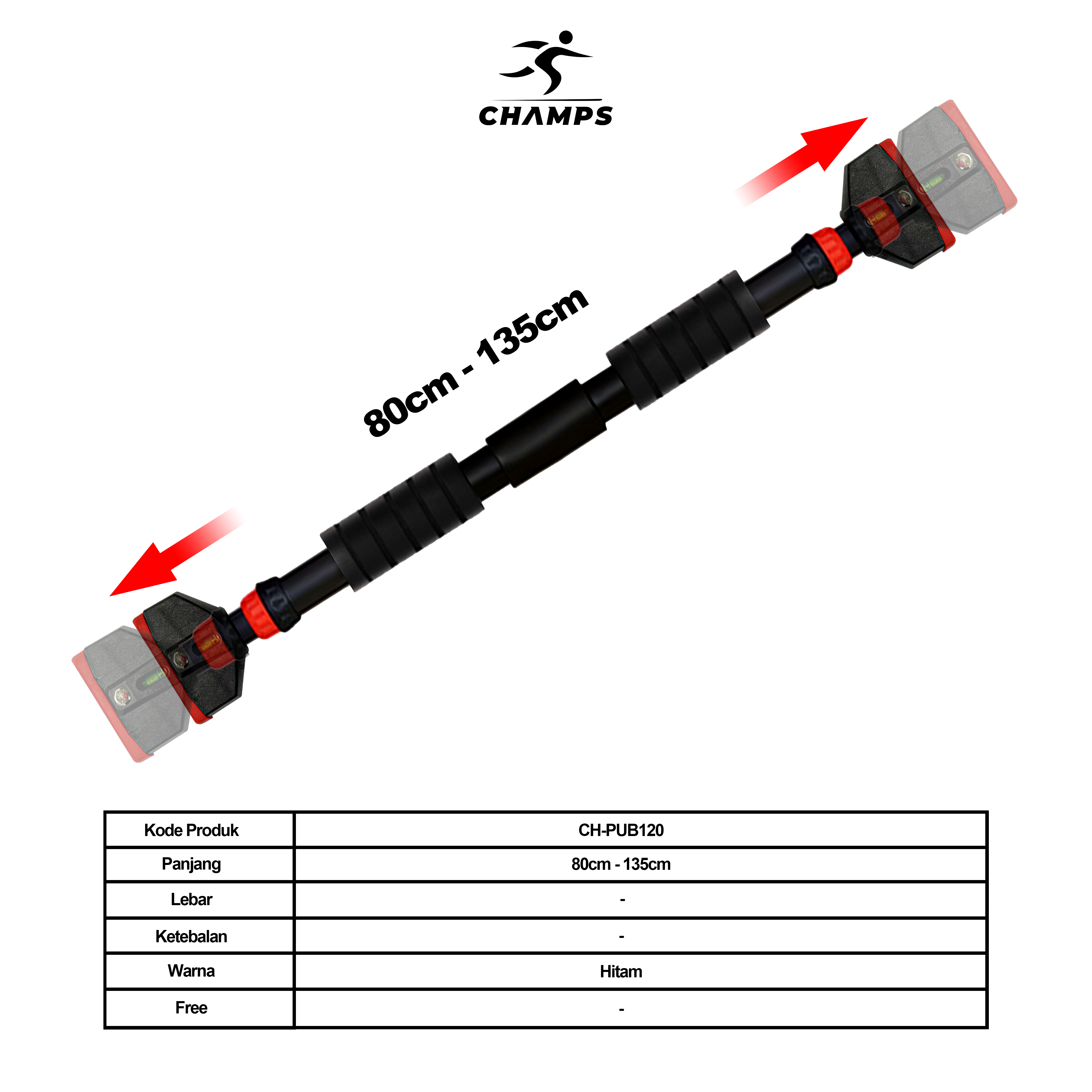 CHAMPS Pull Up Bar Door Chinning Alat Gym Alat Olahraga Workout Pria CH ...