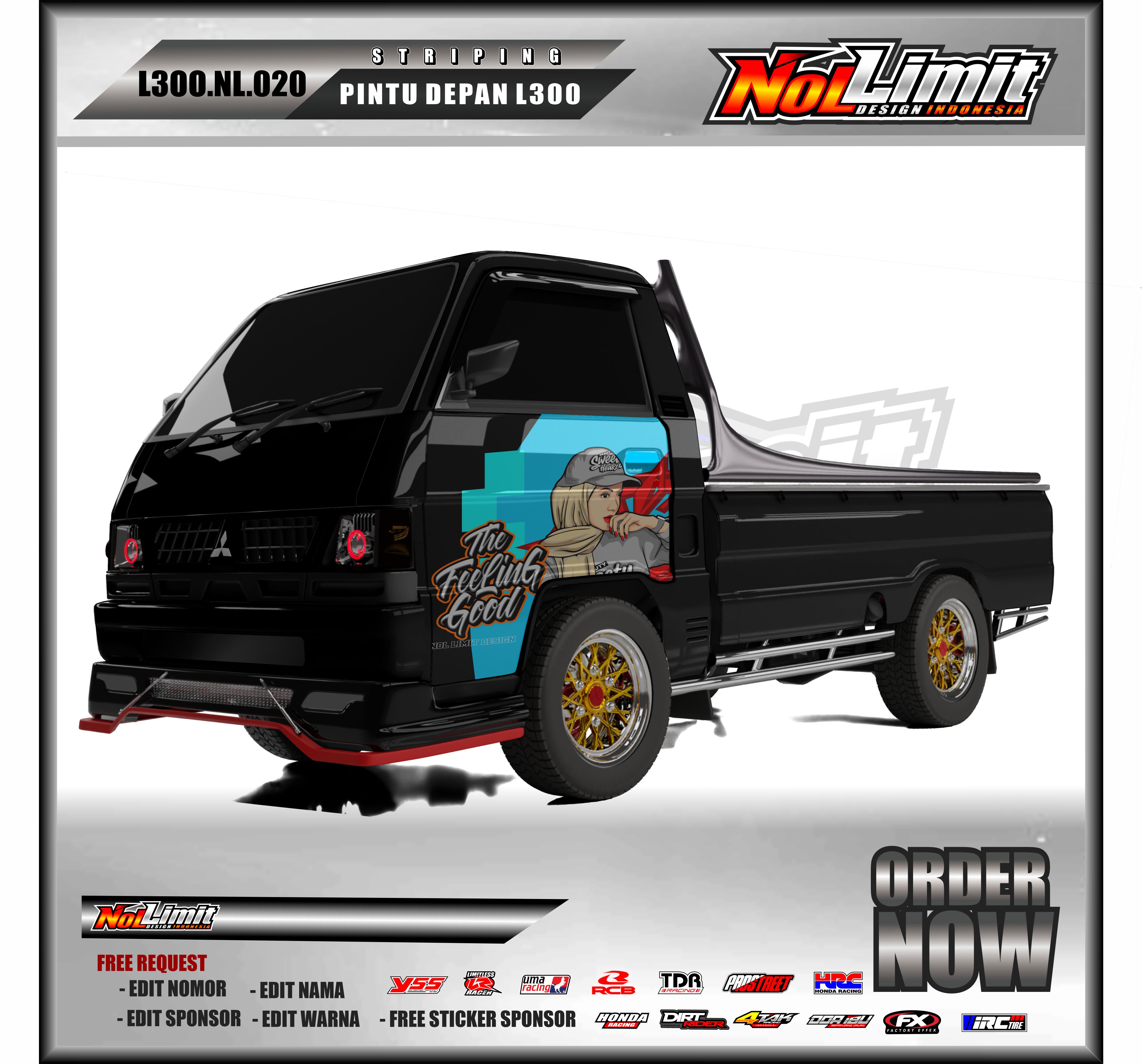 (HOT DESAIN) Sticker STRIPING L300 PINTU DEPAN - Sticker STRIPING ...