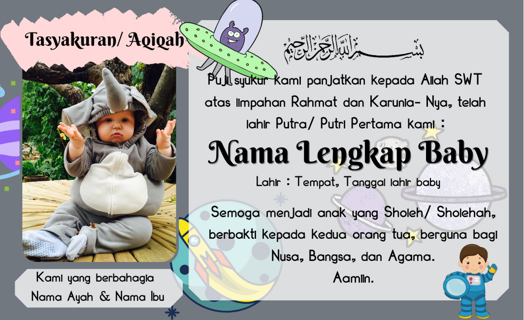 Kartu & Sticker Tasyakuran Kelahiran - Aqiqah - Khitan - Khitanan ...