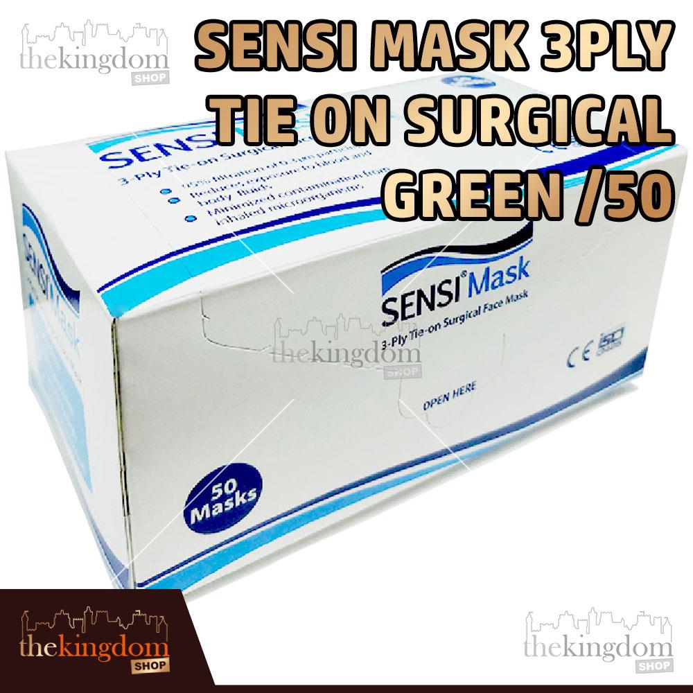 Sensi Mask 3ply /50 Tie On Surgical Face Mask Green 50pcs Masker Medis ...