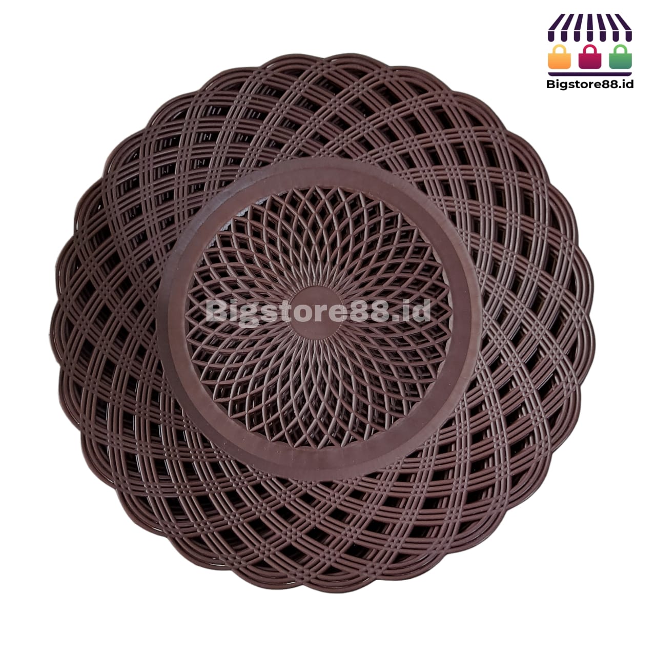 Piring rotan plastik tebal / piring rotan coklat / piring rotan abu ...